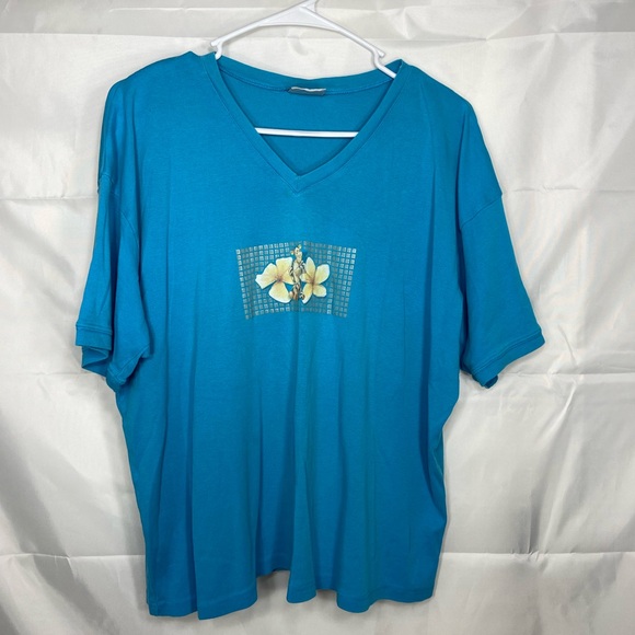 Disney | Tops | Disney Womens Medium Blue Decal Vneck Shirt Sleeve ...